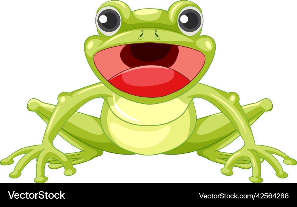 Cute green frog cartoon character Royalty Free Vector Image