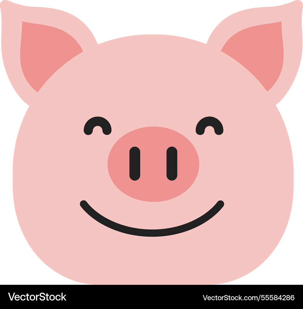 Cute smiling pig face in flat design style Vector Image