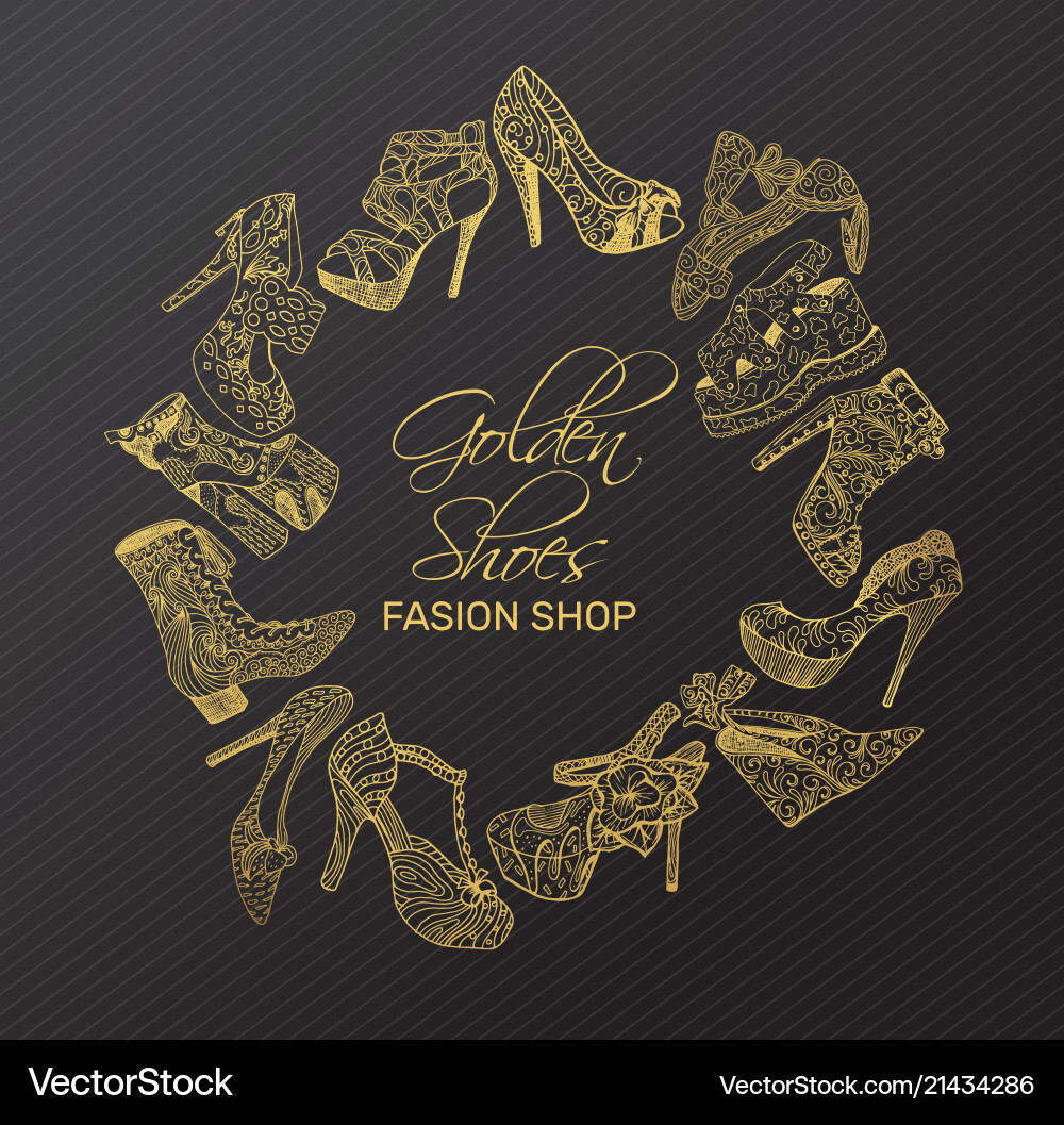 Golden Shoe Sketch Set Royalty Free Vector Image