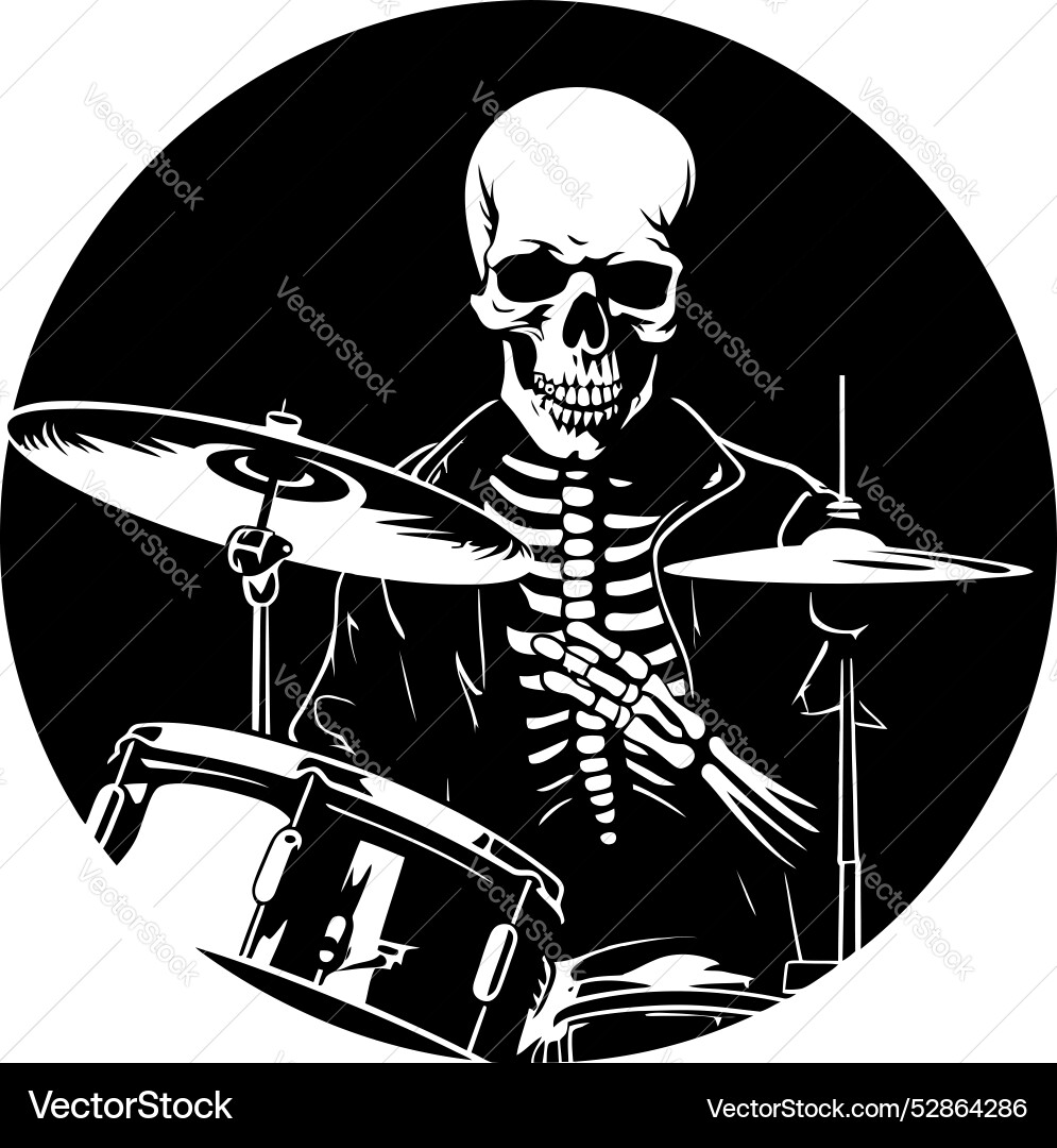 Rhythmic remains rock drummer symbol skeletal Vector Image