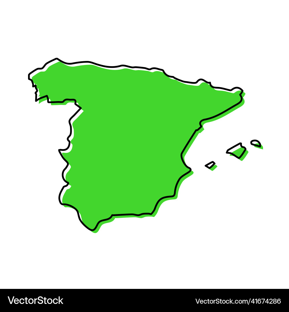 Simple outline map of spain stylized line design Vector Image