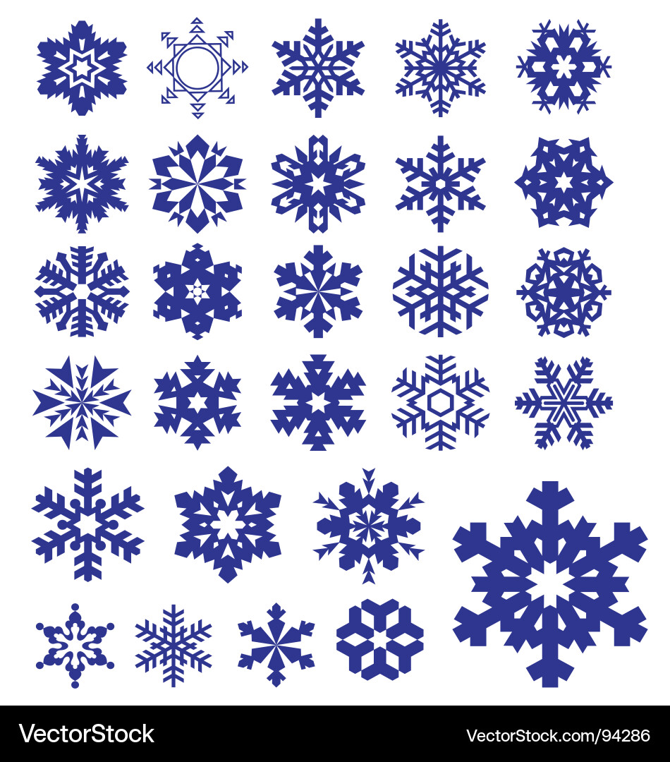 Snowflakes silhouettes collection Royalty Free Vector Image