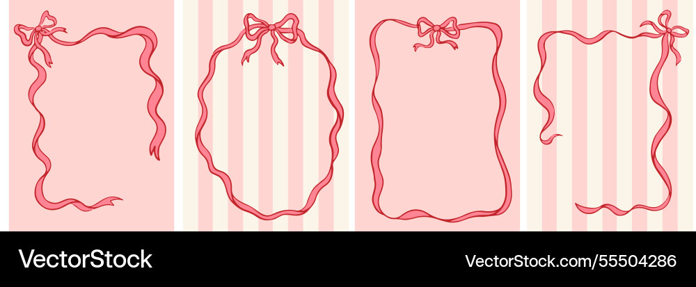 Vintage Pink Bow Frame Royalty Free Vector Image