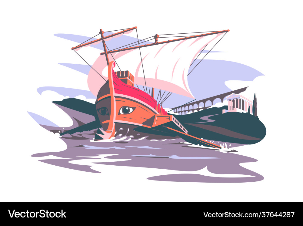 Ancient Rome Boat Scene Royalty Free Vector Image