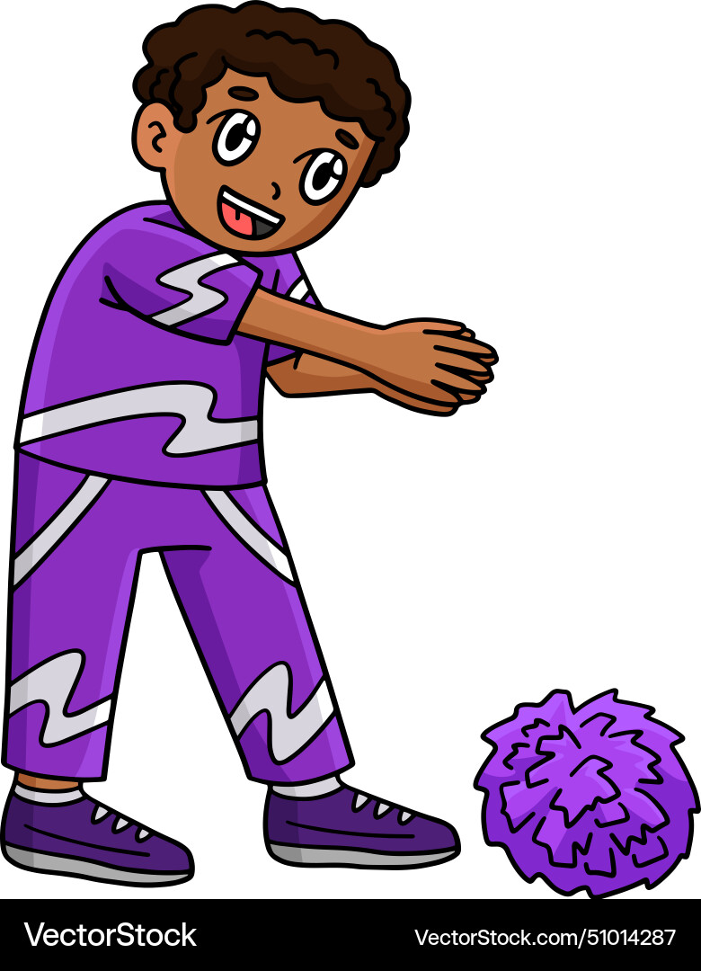 Cheerleader boy in a clapping pose cartoon clipart