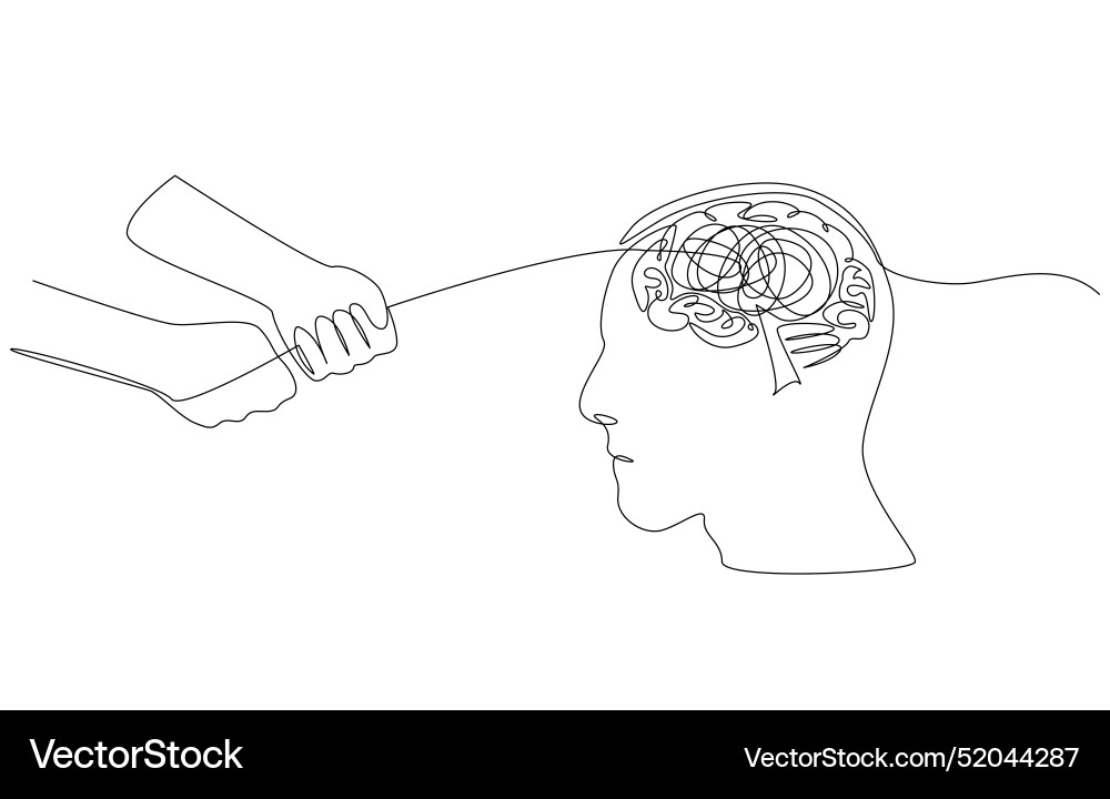 Hands pulling messy line out of human brain – Free Vector | VectorStock