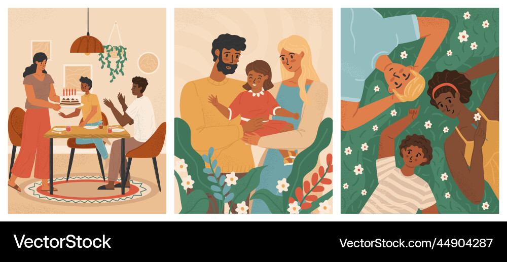 Happy multicultural family with kids interracial Vector Image