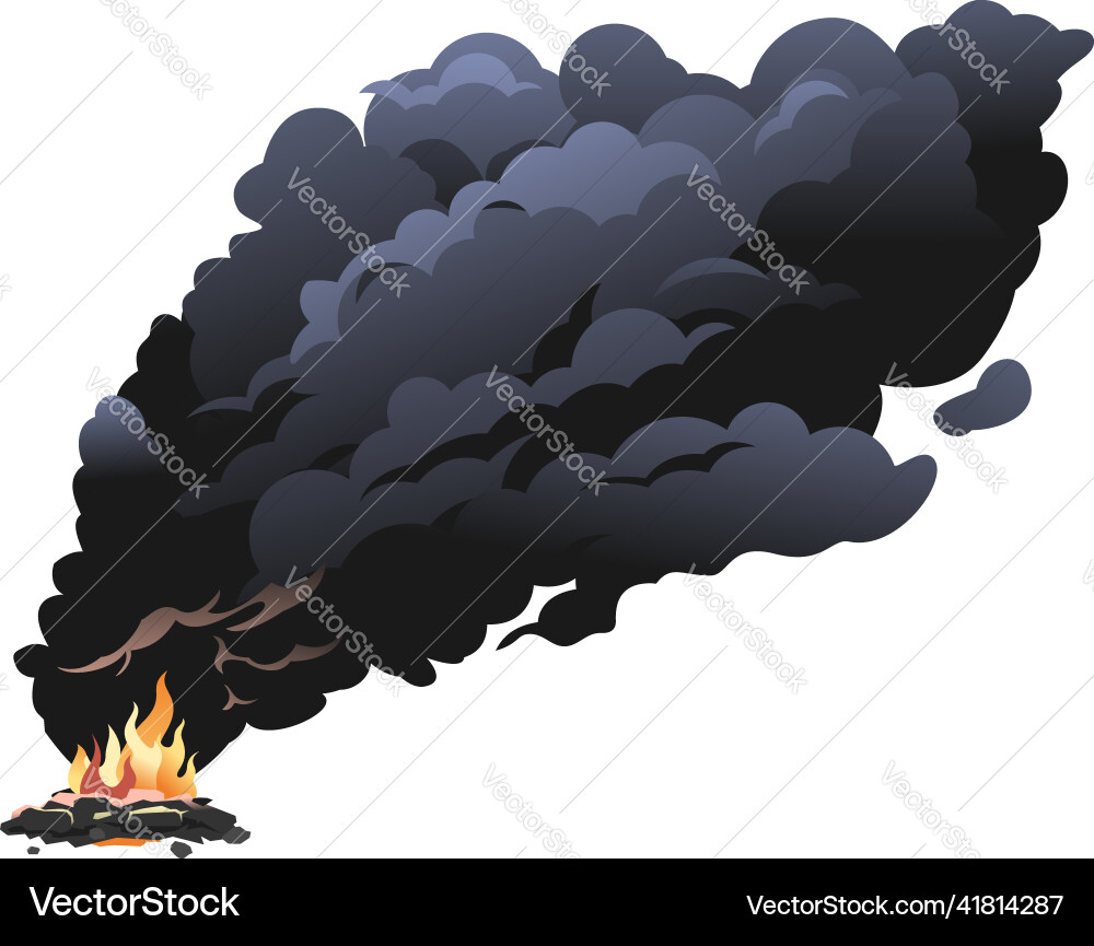 Huge fire on ground with black smoke Royalty Free Vector