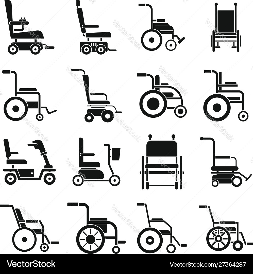 Mobility wheelchair icons set simple style Vector Image