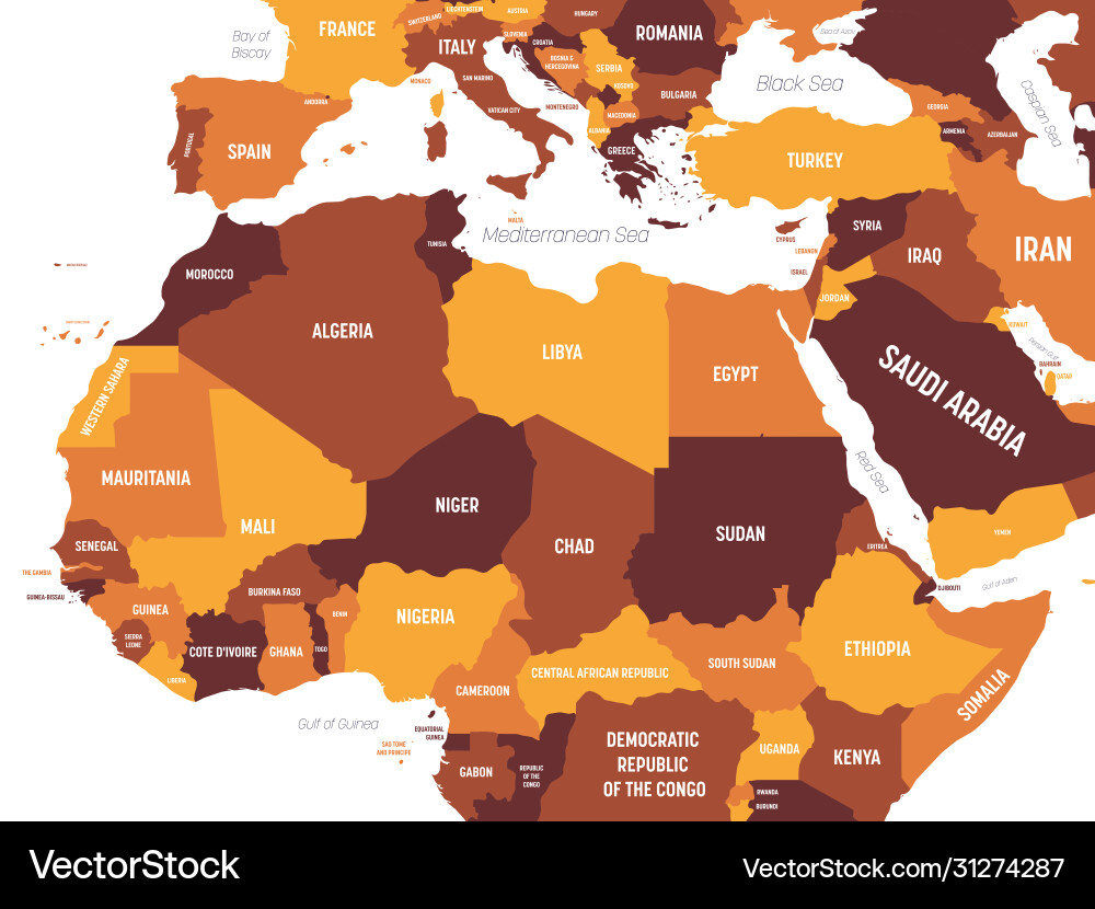 Northern Africa Political Map – Royalty-Free Vector | VectorStock