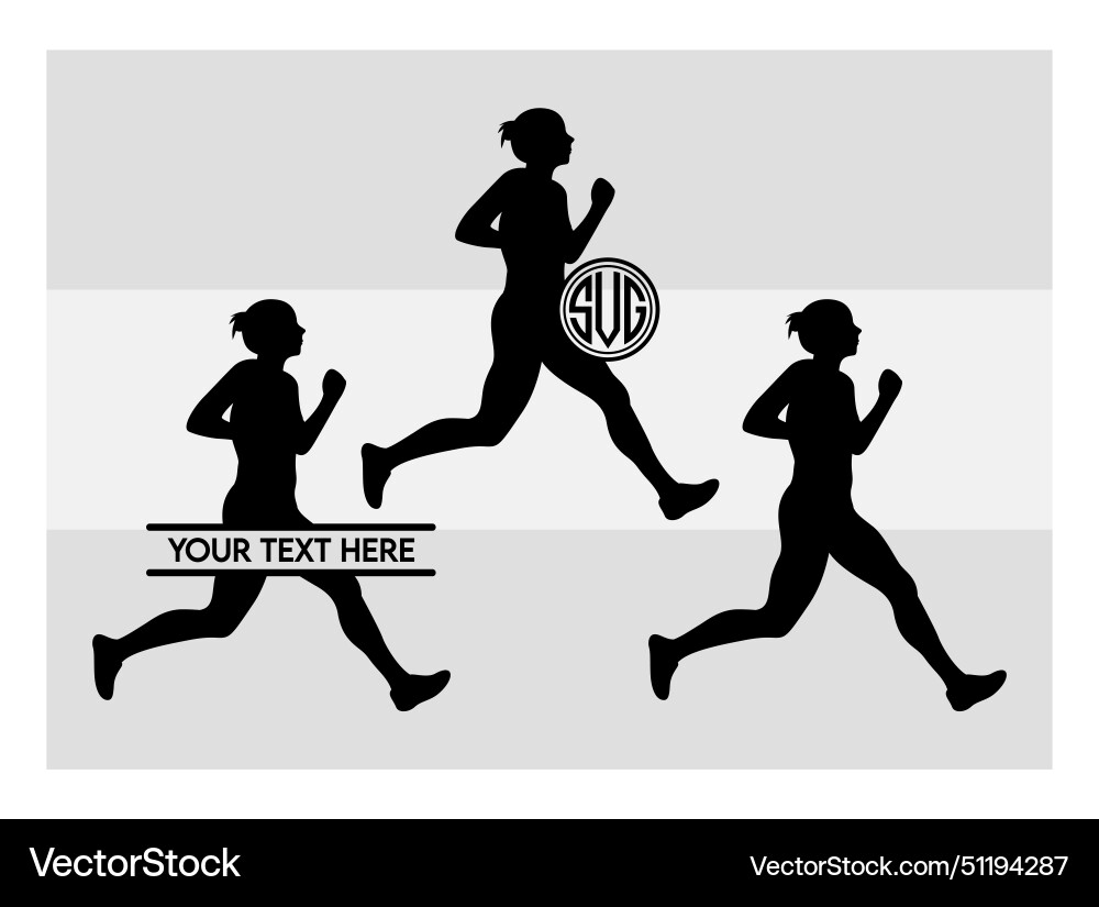 Running svg silhouette run runner monogram Vector Image