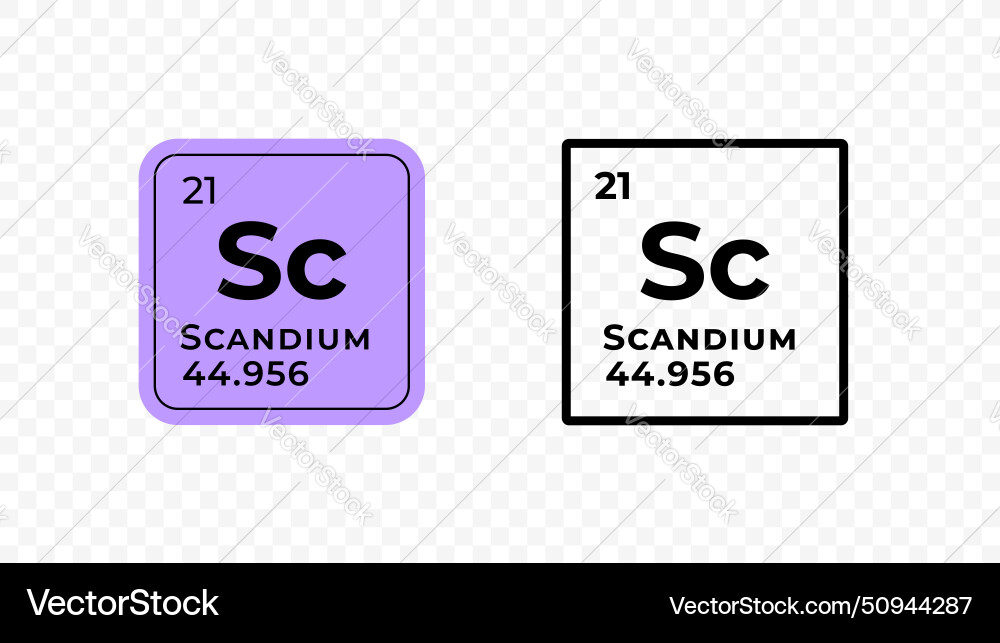 Scandium perdiodic table of elements design Vector Image