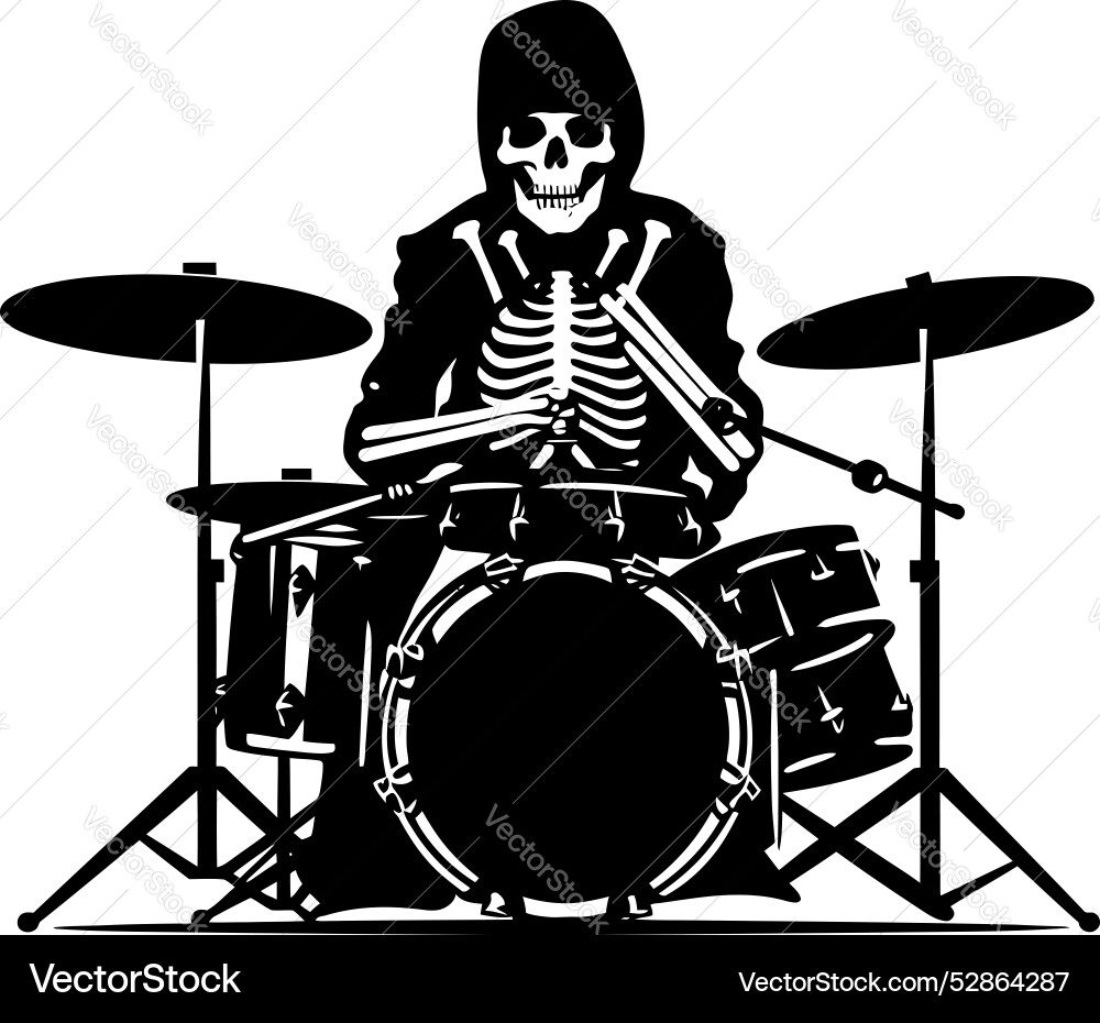 Skeletal beats musician skeleton death drummer Vector Image