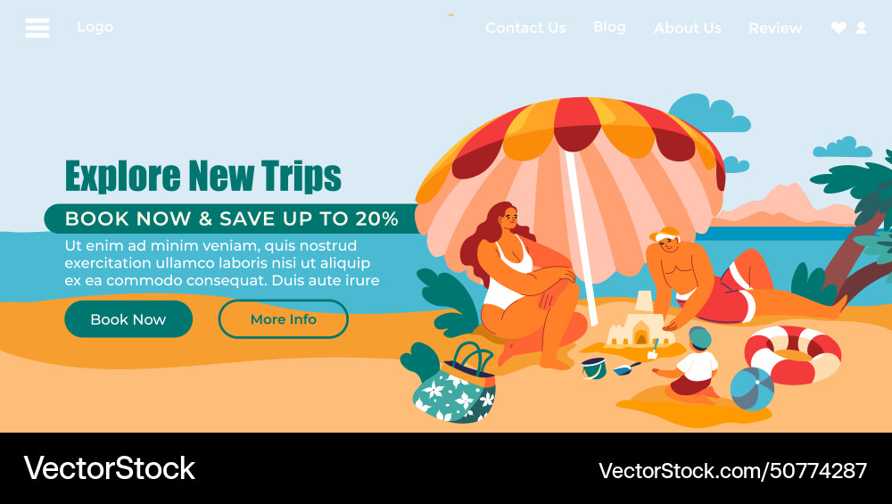 Vacation booking banner art Royalty Free Vector Image