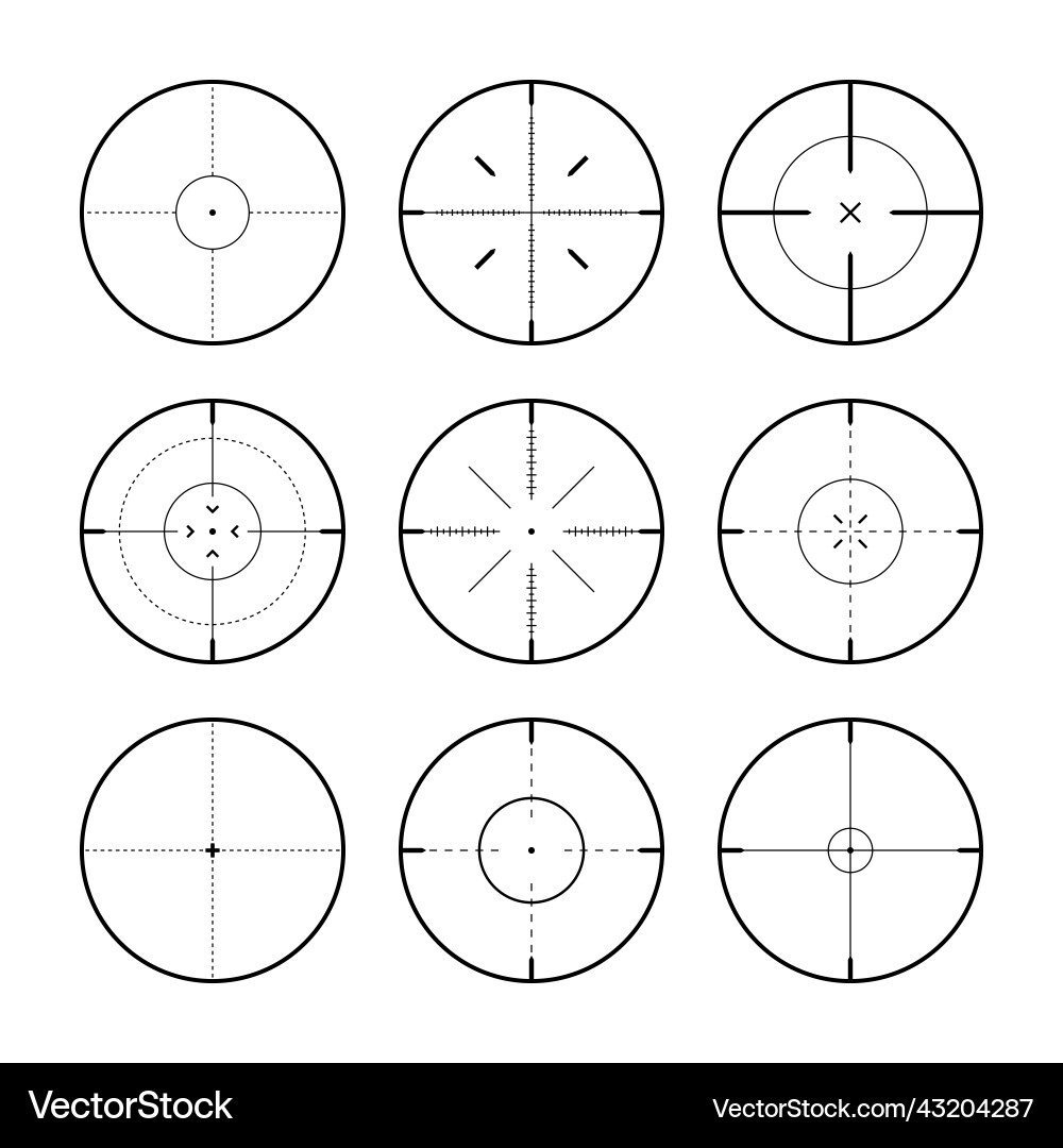 Various sniper rifle sights weapon optical scope Vector Image