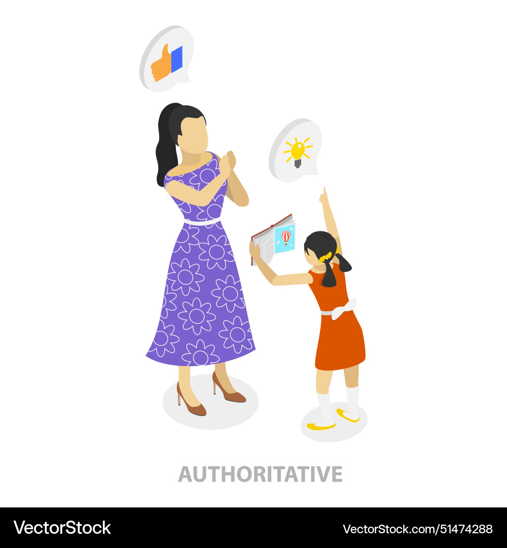 3d isometric flat of parenting Royalty Free Vector Image