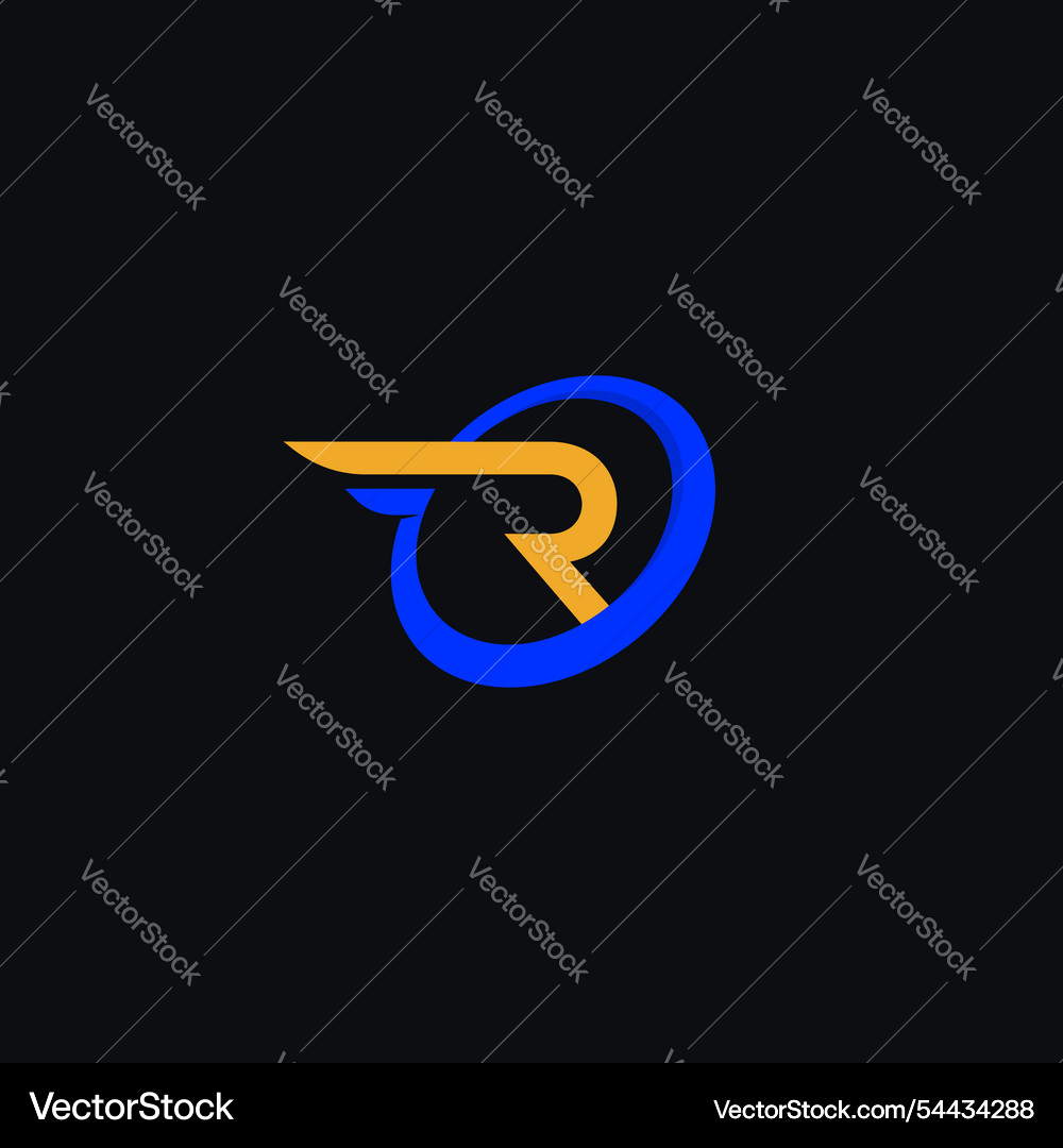 Abstract logo design with letter r in a blue Vector Image