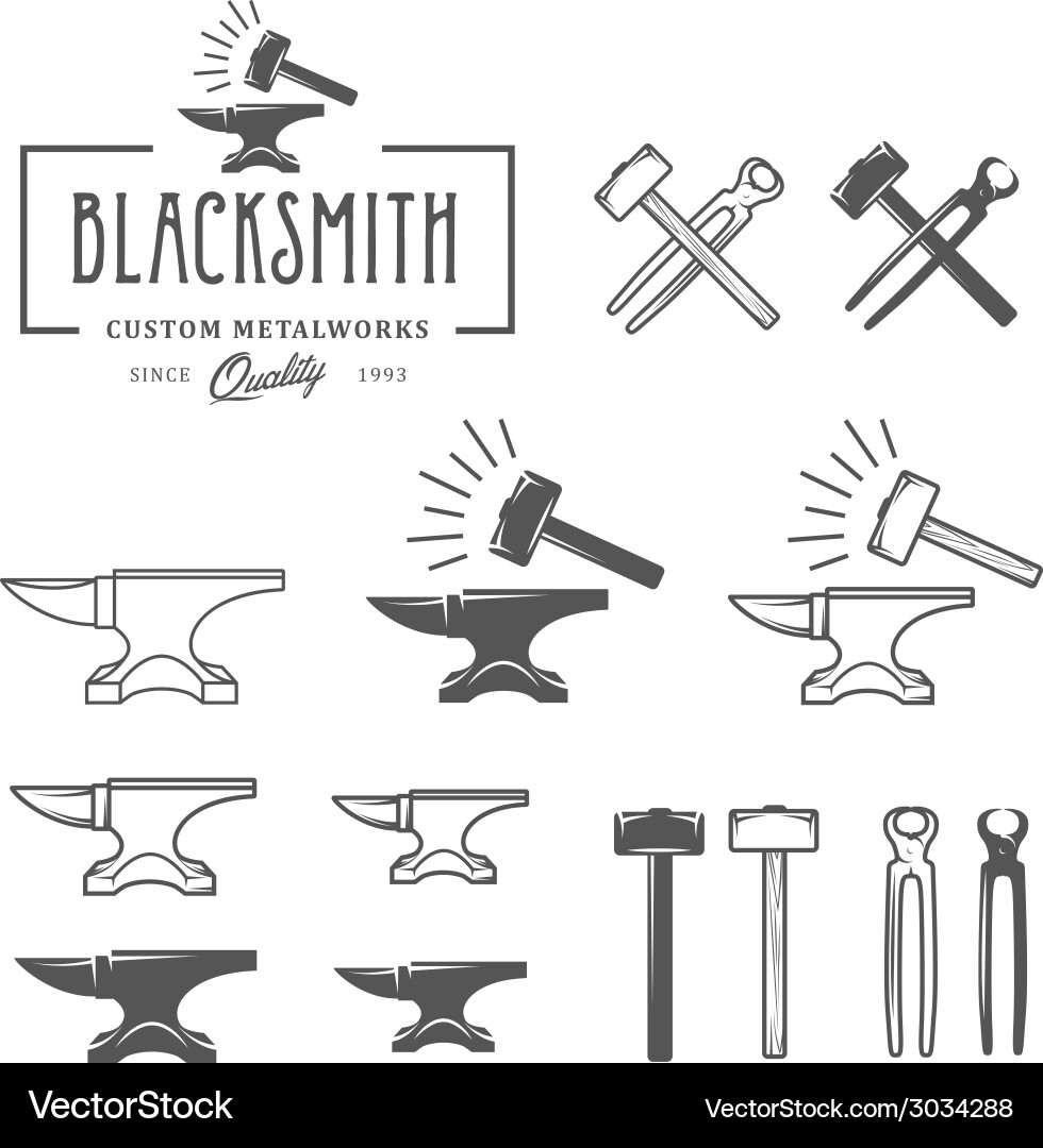 Blacksmithing Labels & Tools Royalty Free Vector Image