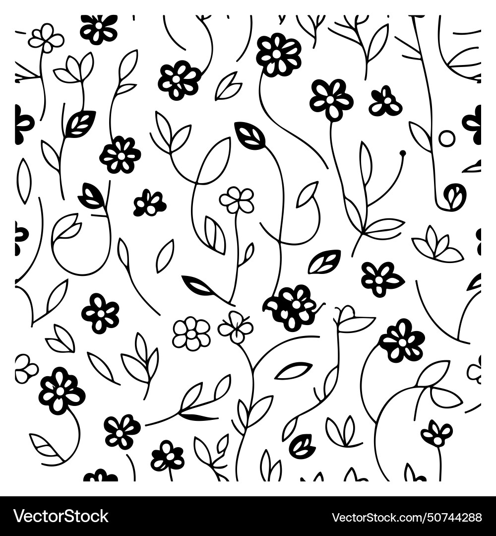 Blossom seamless pattern fabric doodle sketch Vector Image