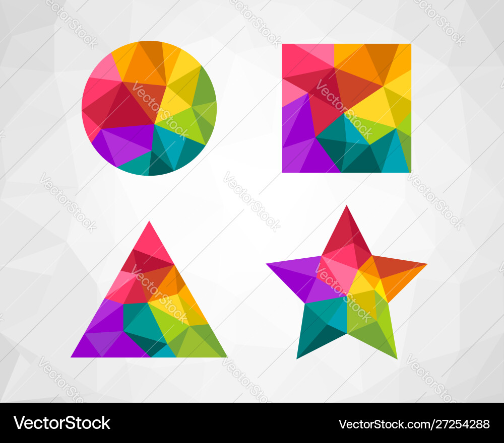Colorful low poly shapes Royalty Free Vector Image