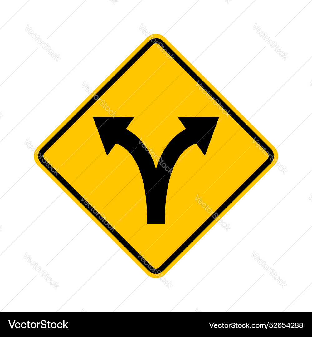 Division split two way road sign Royalty Free Vector Image