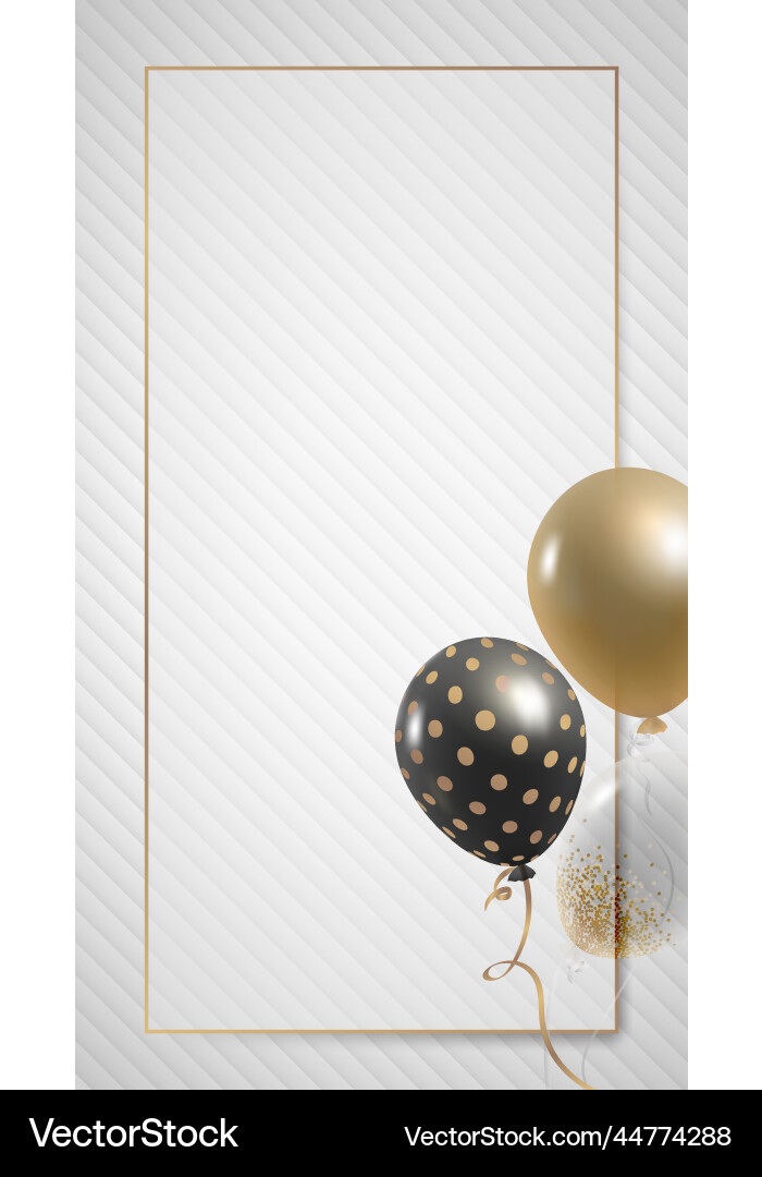 Golden rectangular balloons frame design mobile Vector Image