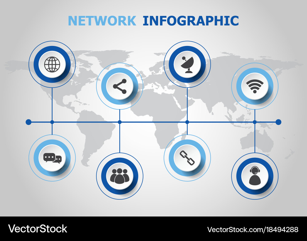 Infographic design with network icons Royalty Free Vector