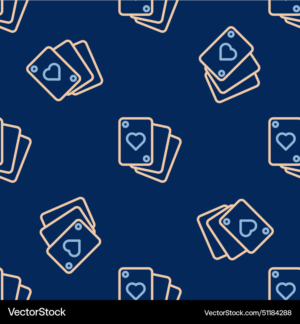 Line playing cards icon isolated seamless pattern Vector Image