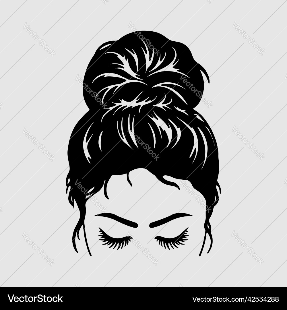Messy bun hair Royalty Free Vector Image - VectorStock