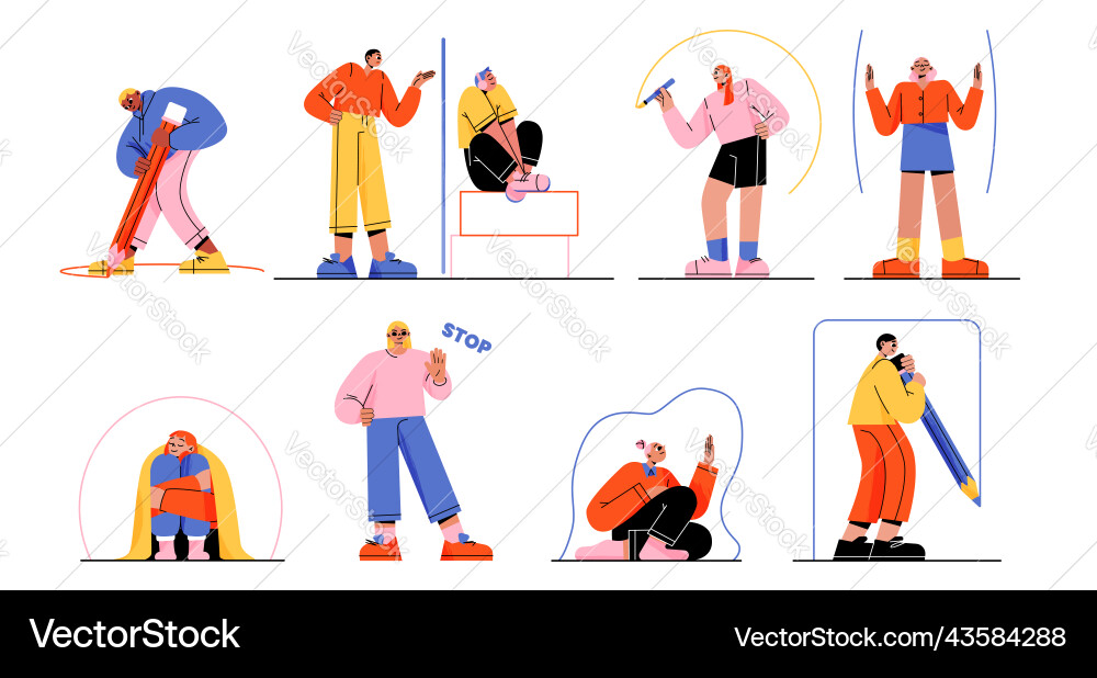 People create personal space privacy and boundary Vector Image