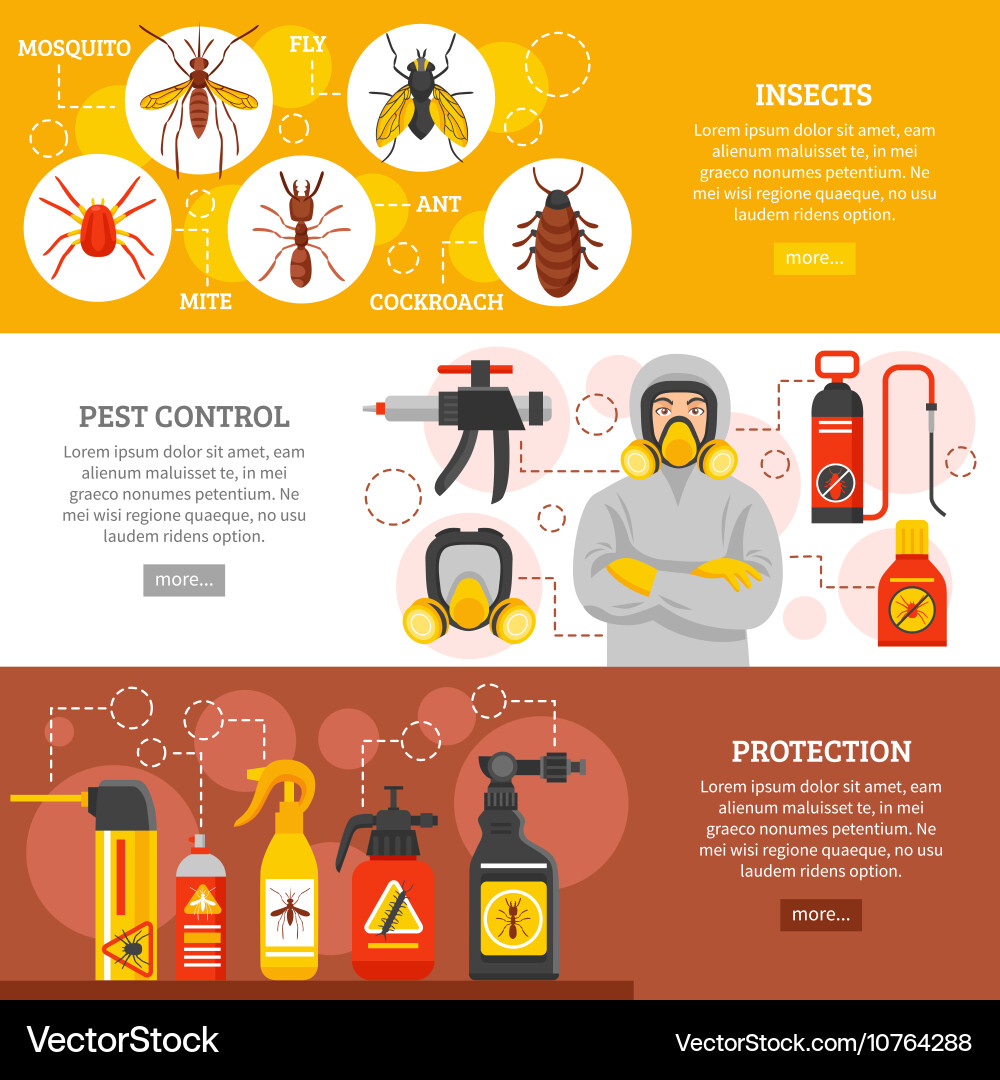 Pest control horizontal banners Royalty Free Vector Image