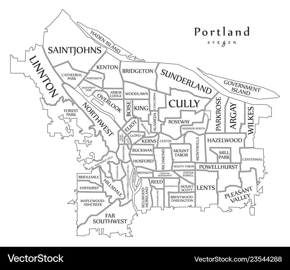 Portland Oregon City Map Royalty Free Vector Image