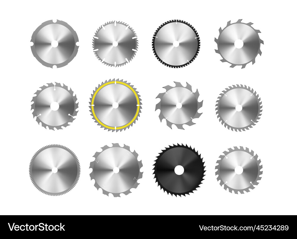 Circular saw blades mechanical carpentry Vector Image