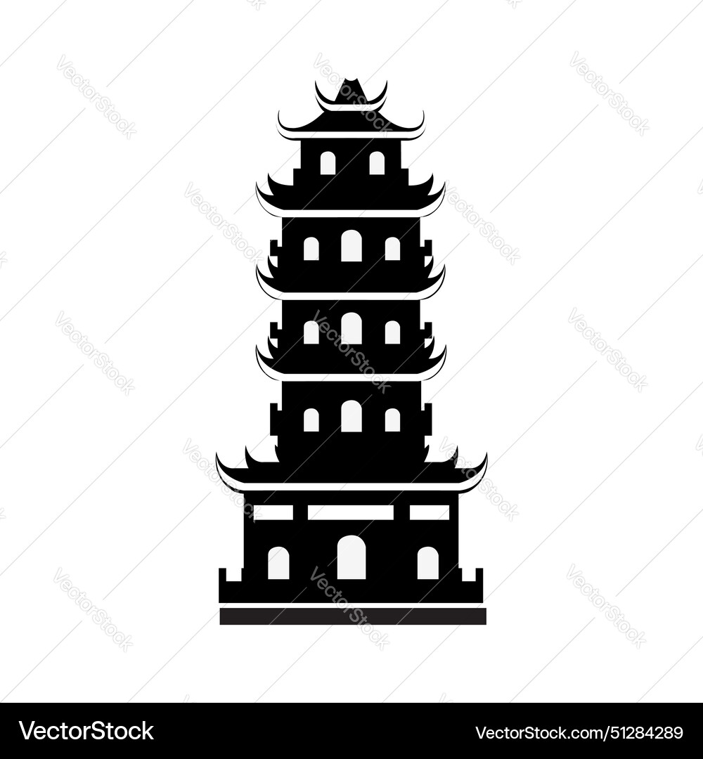 Japanese pagoda silhouette Royalty Free Vector Image