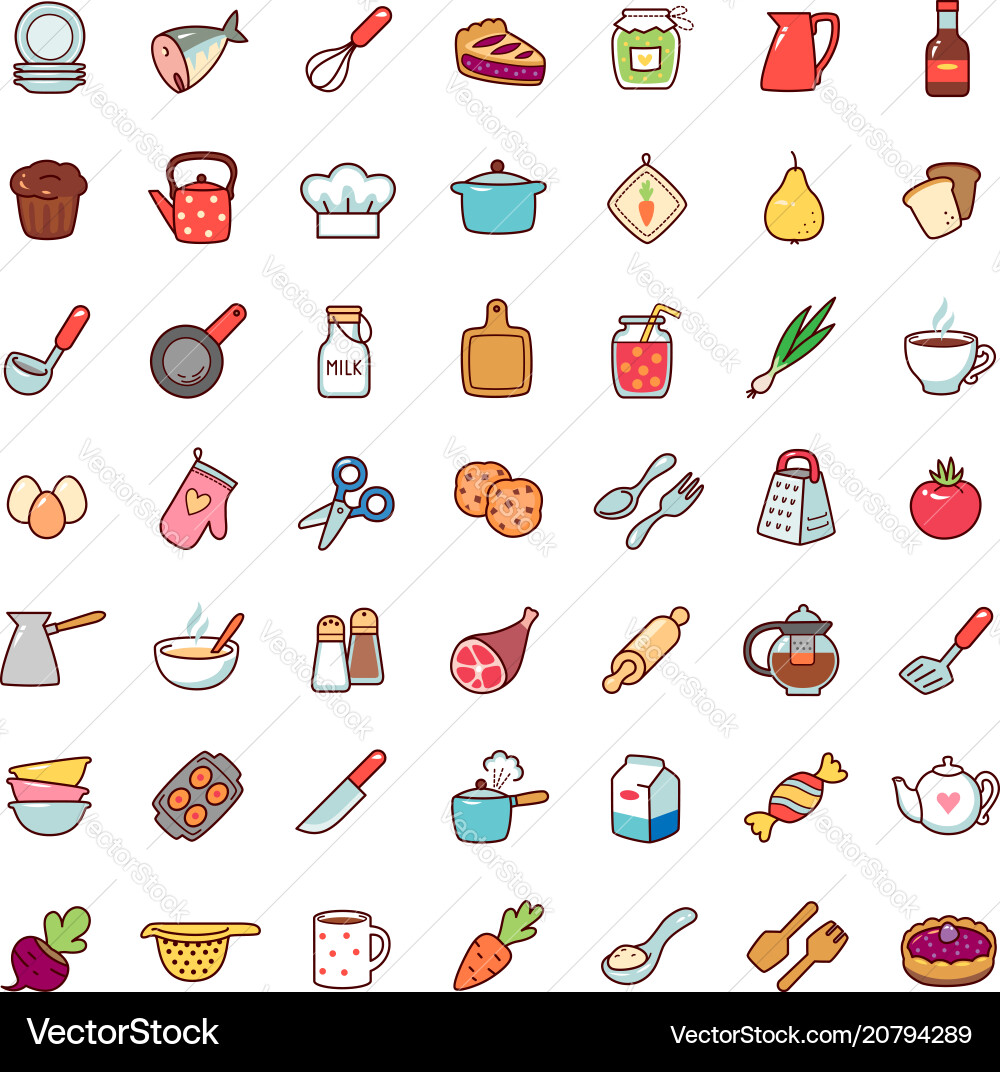 Kitchen icons set Royalty Free Vector Image - VectorStock