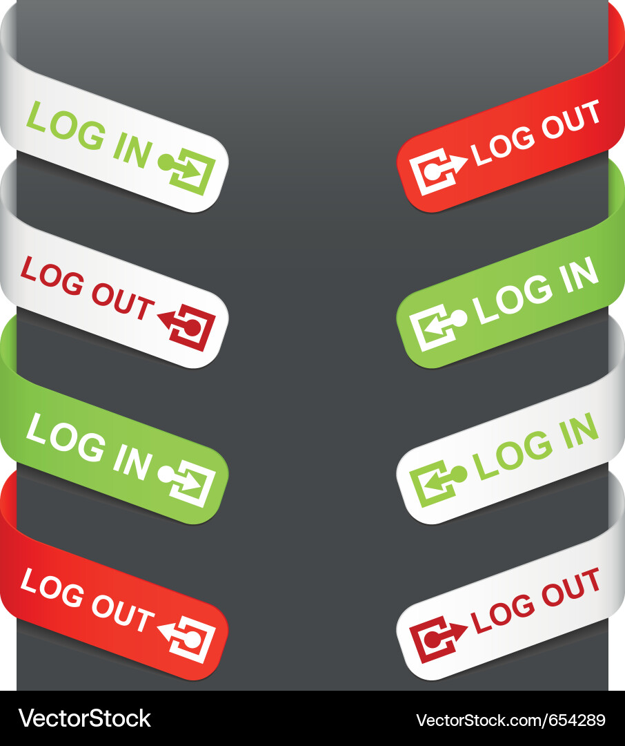Left and right side signs - log in out Royalty Free Vector