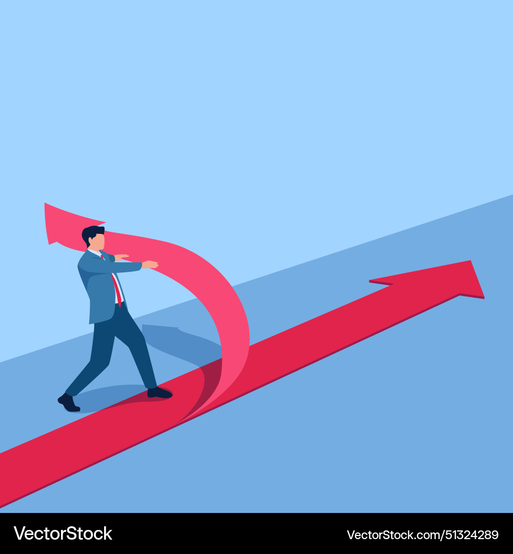 Person splits the arrow into two opposites Vector Image
