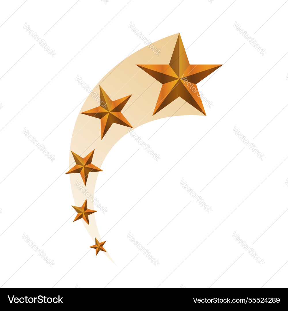 Swirl copper color five star red draw Royalty Free Vector