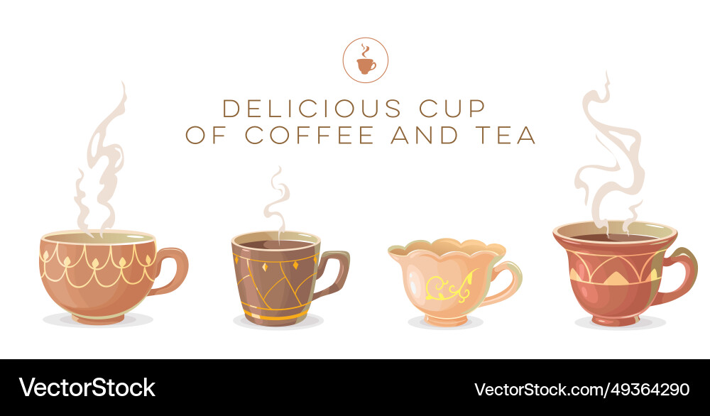 Cozy Cups of Coffee & Tea Royalty Free Vector Image