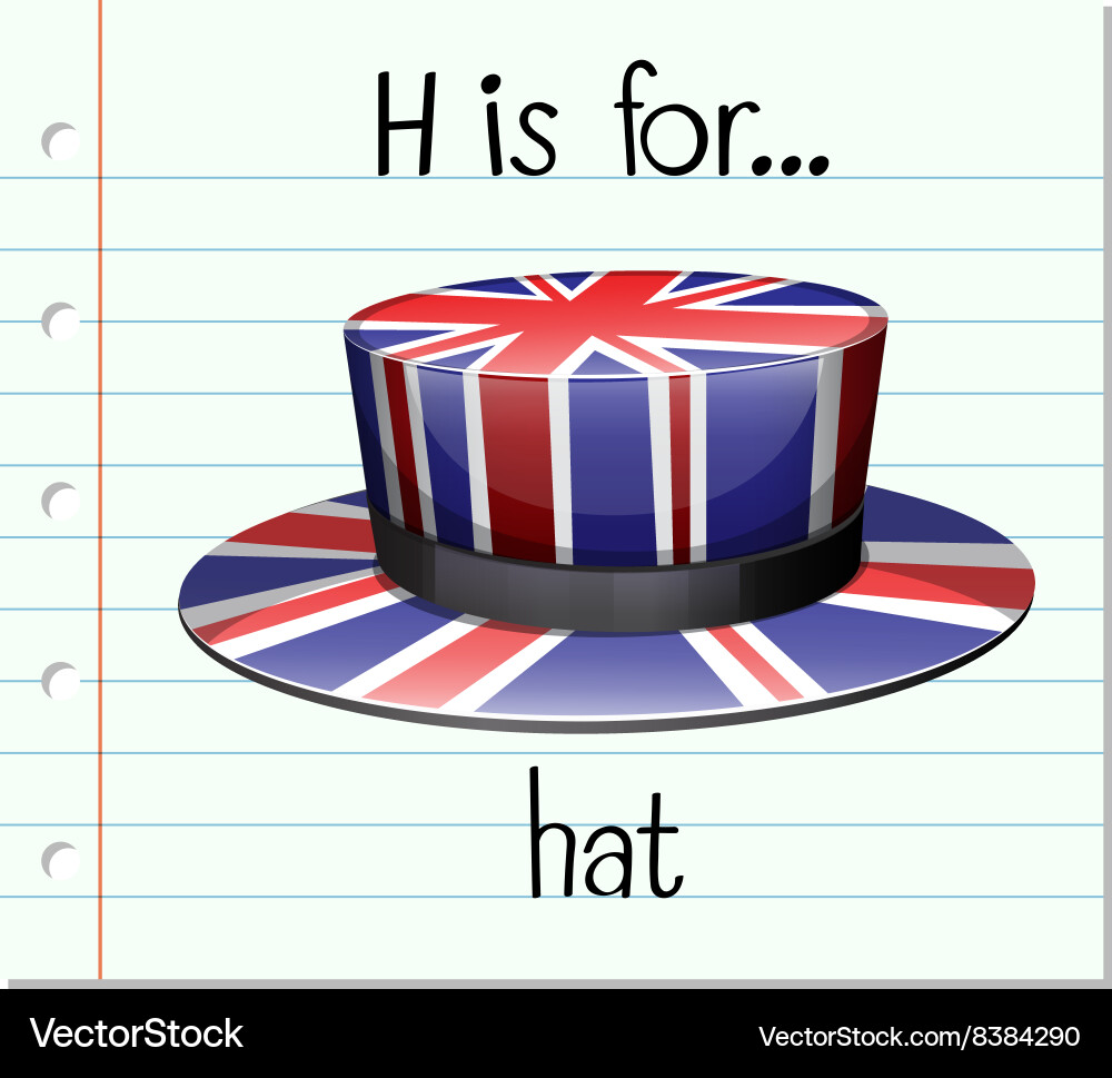 Flashcard letter h is for hat Royalty Free Vector Image