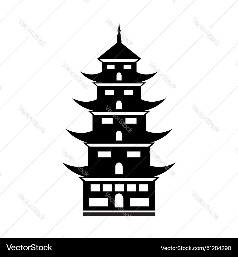 Japanese pagoda silhouette Royalty Free Vector Image