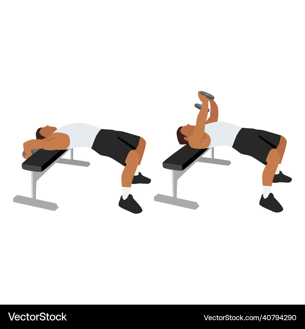 Man doing dumbbell pullover exercise Royalty Free Vector Man doing dumbbell pullover exercise Royalty Free Vector