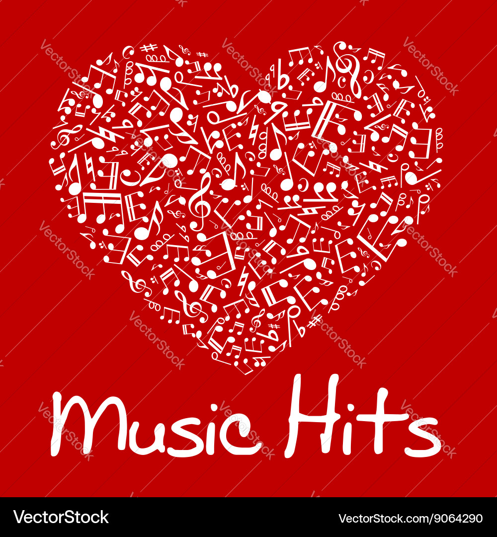 Music heart with notes and musical symbols Vector Image