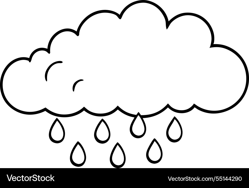 Simple rain cloud weather drops ske Royalty Free Vector