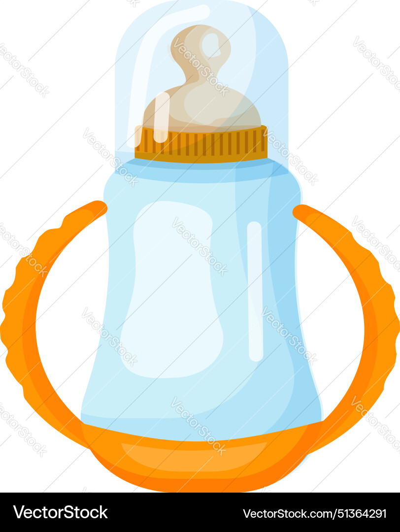 Cartoon baby bottle with handles Royalty Free Vector Image