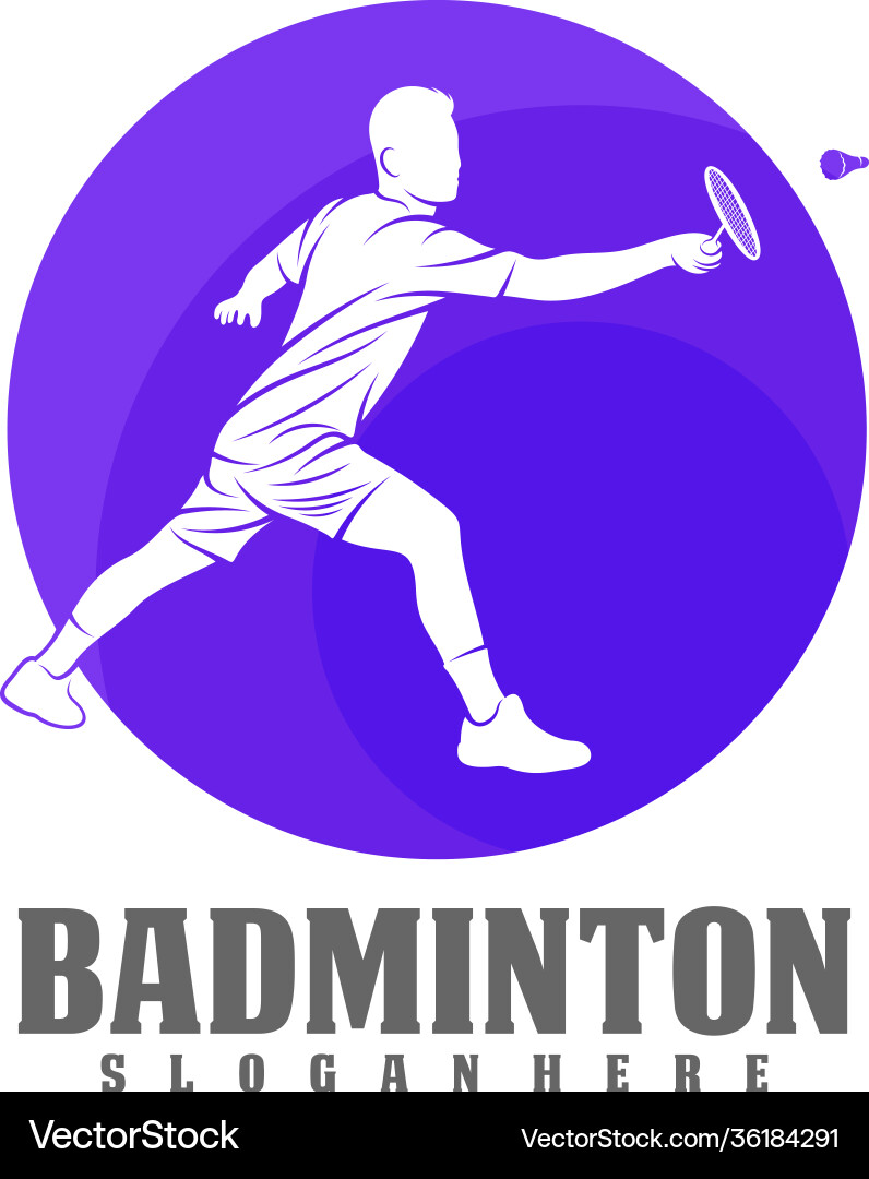 Modern passionate badminton player in action logo Vector Image