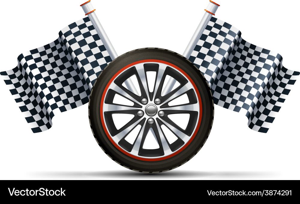 Racing wheel with flags Royalty Free Vector Image
