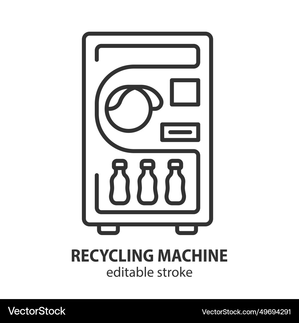 Recycling machine line icon vending Royalty Free Vector