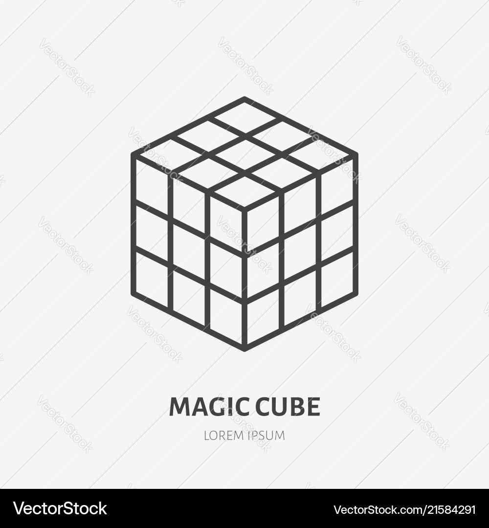 Rubik's Cube Flat Line Icon Royalty Free Vector Image