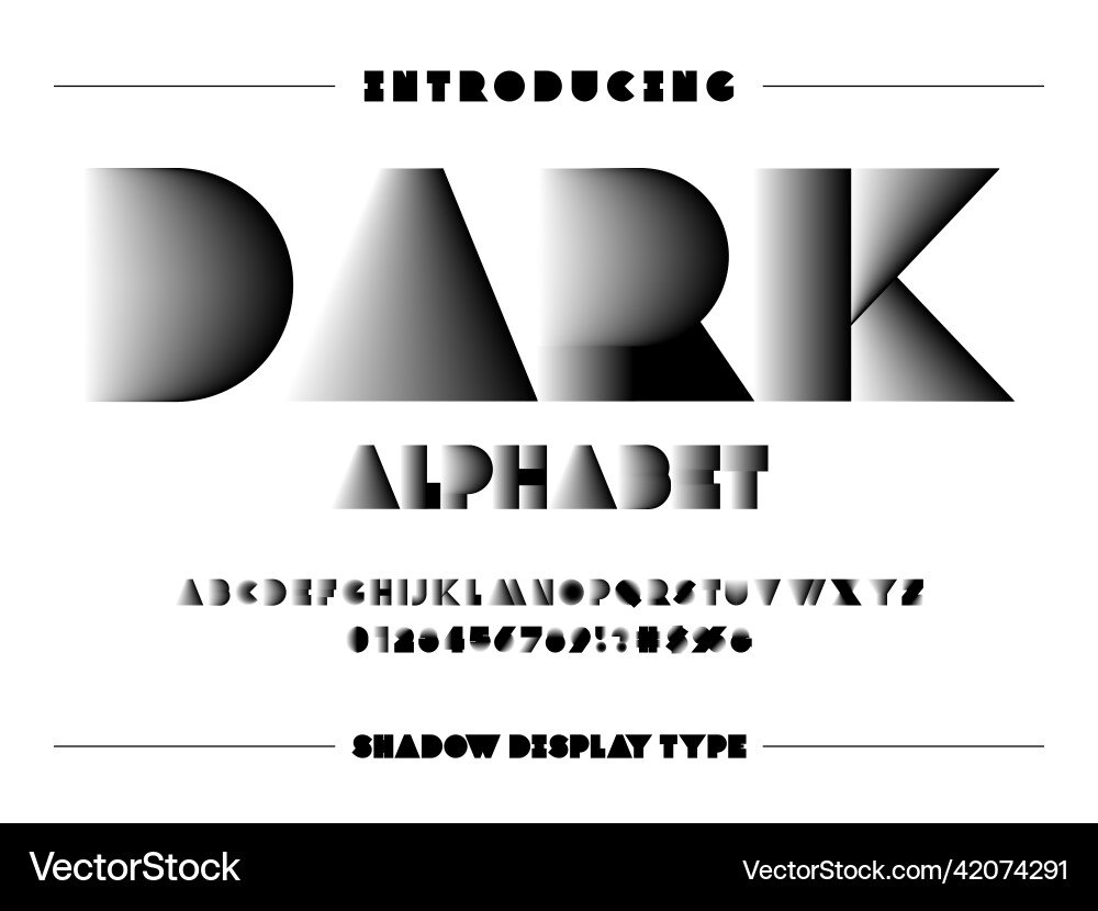 Shadow font Royalty Free Vector Image - VectorStock